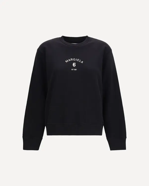 MAISON MARGIELA Cotton Crewneck Sweatshirt With Logo - Black