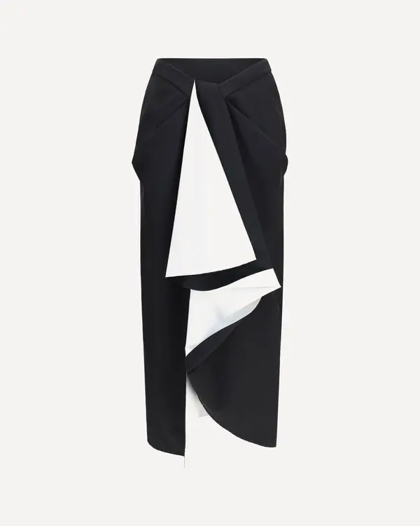 Givenchy Draped Midi Skirt In Double-faced Wool And Mohair