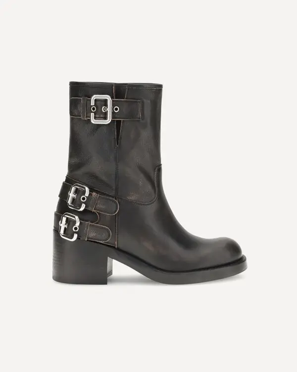Chloé Dakota Grained And Brushed Calfskin Ankle Boots With Buckles