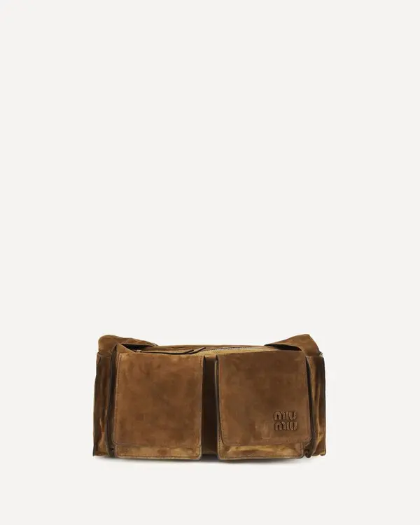 Miu Miu Utilitaire Suede Shoulder Bag - Brown