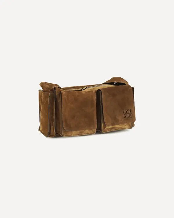 Miu Miu Utilitaire Suede Shoulder Bag - Brown