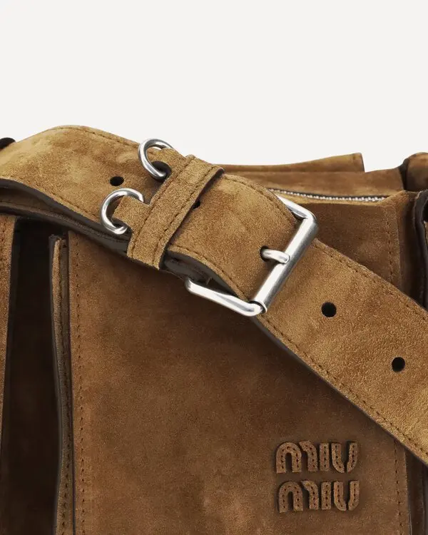Miu Miu Utilitaire Suede Shoulder Bag - Brown