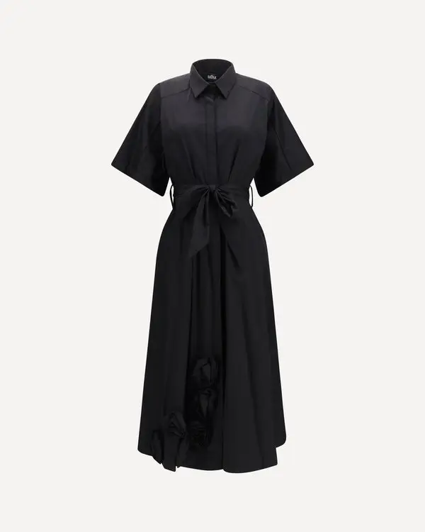 ELLA Long Chemisier Dress With Rose Appliqu