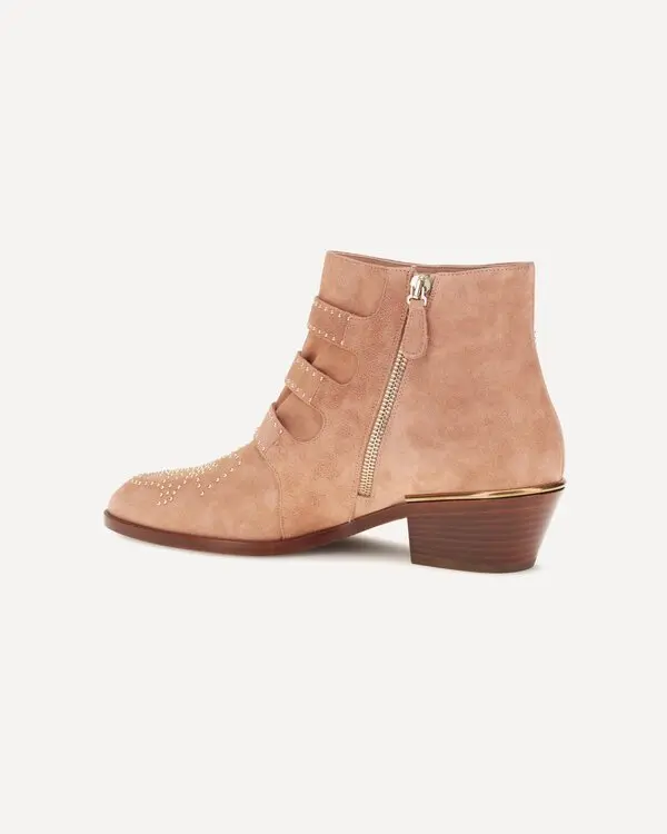 Chloé Suede Susan Ankle Boots With Studs And Buckles
