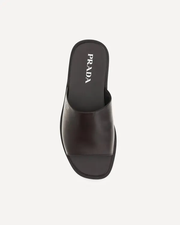 Prada Leather Slide Sandals