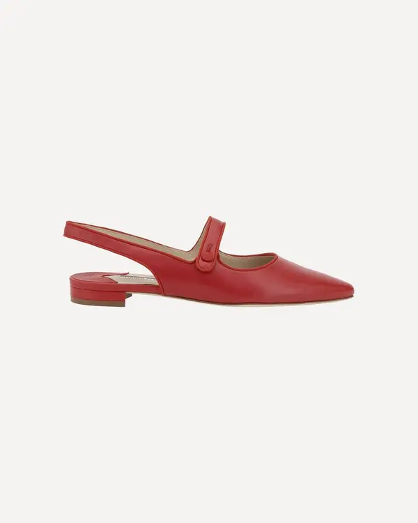Manolo Blahnik Campariflatsli Leather Ballerinas