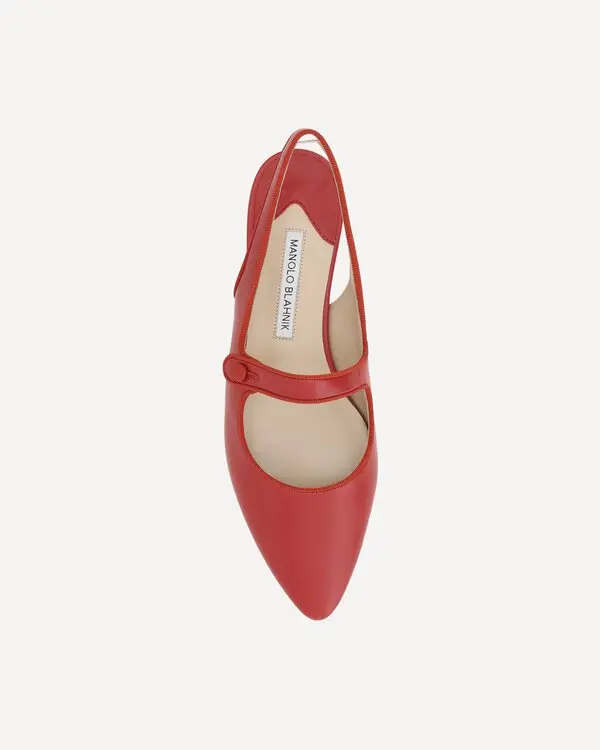 Manolo Blahnik Campariflatsli Leather Ballerinas