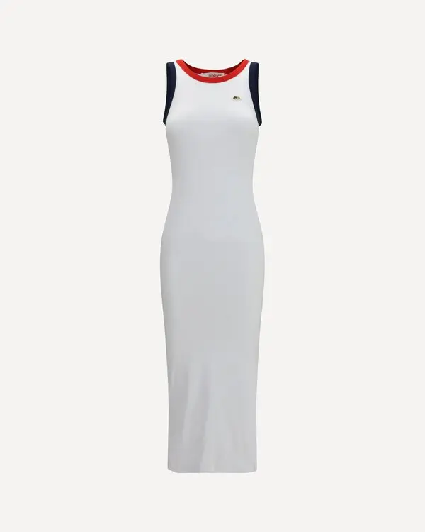 Fiorucci Ribbed Cotton Midi Dress With Contrast Trim And Angel Appliqu