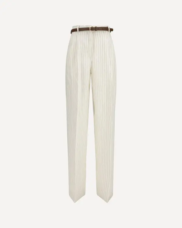 Max Mara Striped Linen Wide-leg Trousers