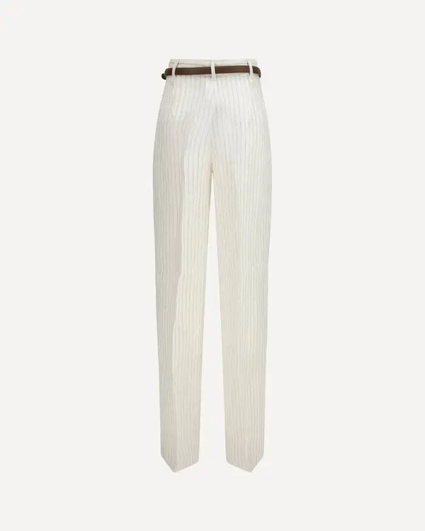 Max Mara Striped Linen Wide-leg Trousers
