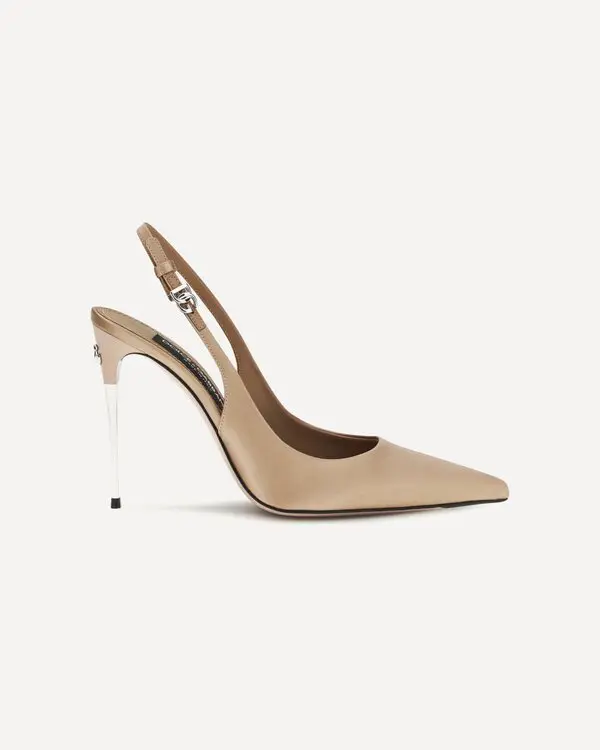 Dolce & Gabbana Satin Slingback Pumps With Metal Heel
