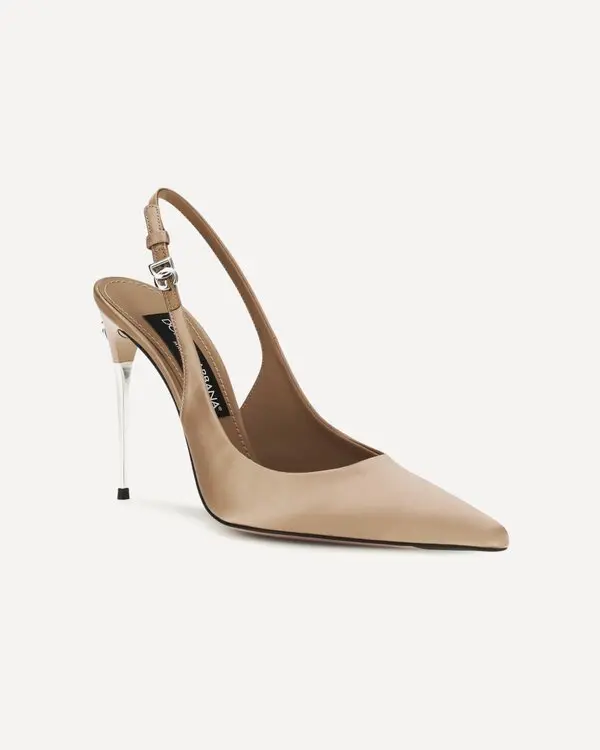 Dolce & Gabbana Satin Slingback Pumps With Metal Heel