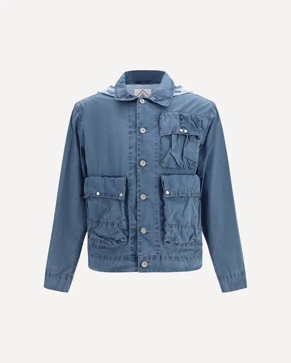 C.P. COMPANY 50 Fili Indigo Bleached Goggle Jacket - Blue