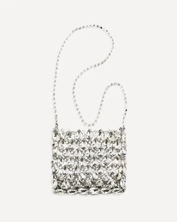 SELF-PORTRAIT Crystal Embellished Mesh Pouch With Drawstring