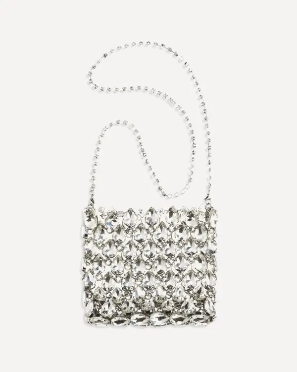 SELF-PORTRAIT Crystal Embellished Mesh Pouch With Drawstring