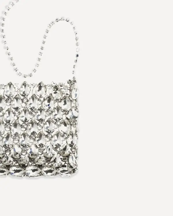 SELF-PORTRAIT Crystal Embellished Mesh Pouch With Drawstring