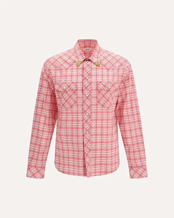 Versace Slim Checked Cotton Poplin Shirt - Red