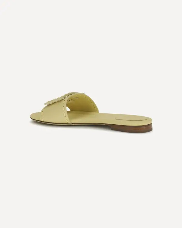 Fendi Baguette Sandals In Hammered Calfskin - Beige