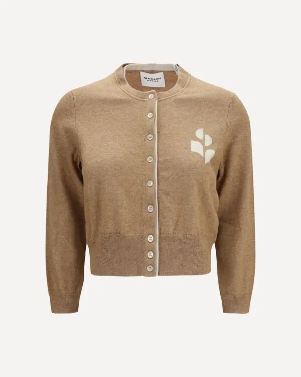 MARANT ETOILE Marant Étoile Lona Cropped Cardigan With Embroidered Logo - Beige