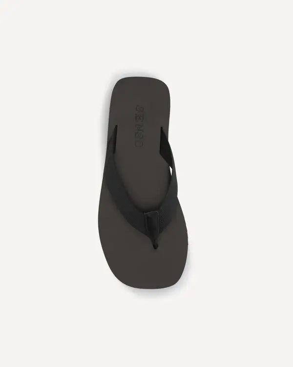 Senso Flat Rubber Sole Flip Flop Sandals - Black