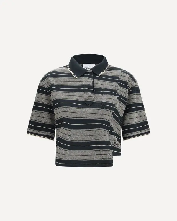 MARANT ETOILE Marant Étoile Isalyne Striped Organic Cotton Piqué Polo