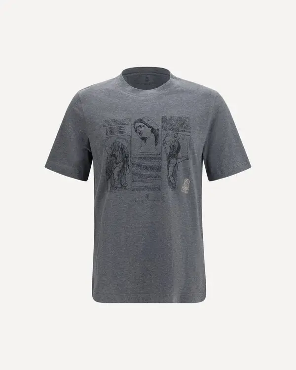 Brunello Cucinelli Cotton Printed T-shirt - Blue