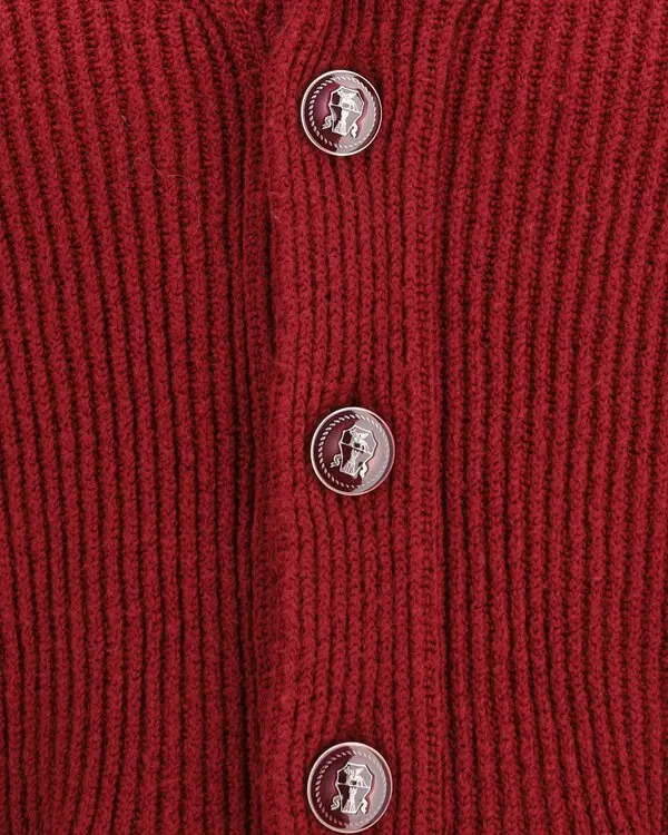 Brunello Cucinelli Ribbed Shawl Collar Cardigan - Red