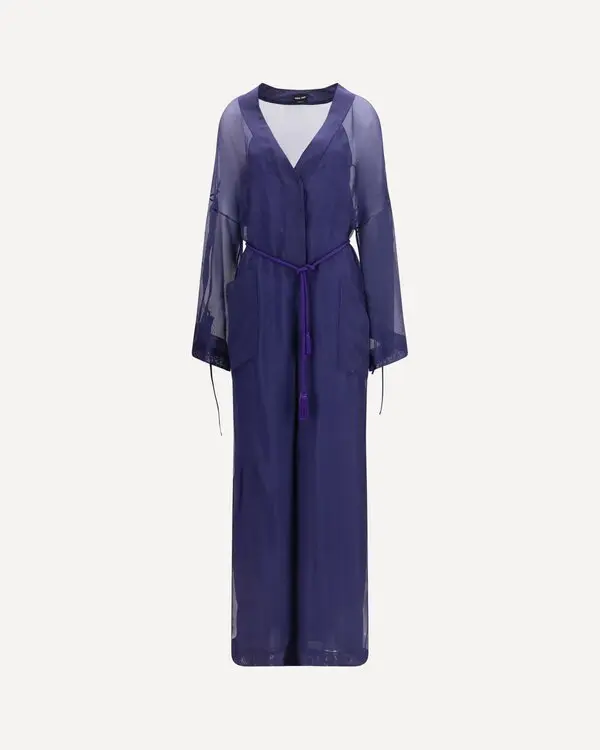 Giorgio Armani Viscose And Silk Gauze Jumpsuit - Blue