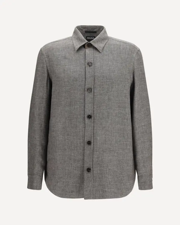 Zegna Cashmere, Inen, And Sik Overshirt Mae - Grey