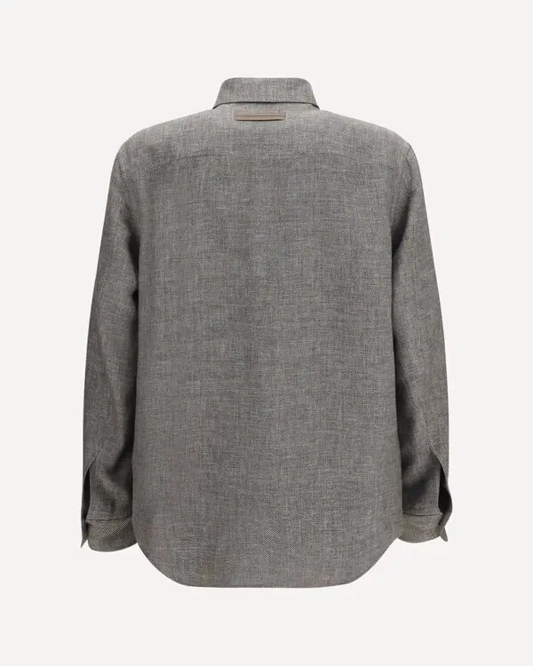 Zegna Cashmere, Inen, And Sik Overshirt Mae - Grey