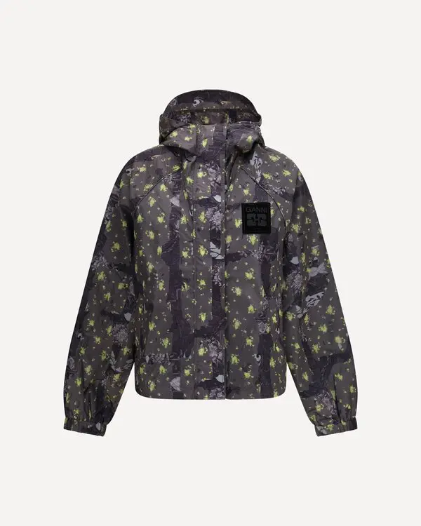 GANNI Ultralight Nylon Jacket With Floral Print - Multicolour