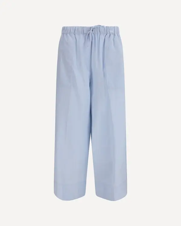 TOTEME Cotton And Linen Blend Palazzo Pants - Light Blue