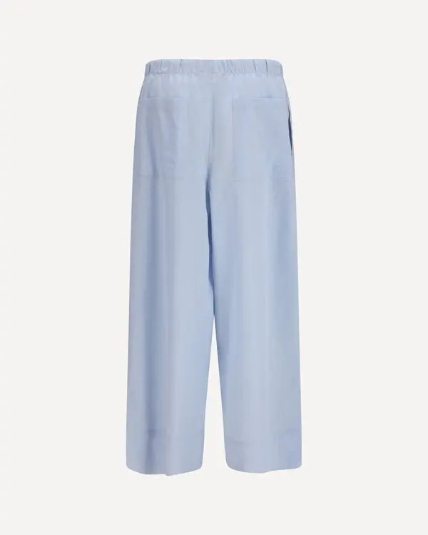 TOTEME Cotton And Linen Blend Palazzo Pants - Light Blue