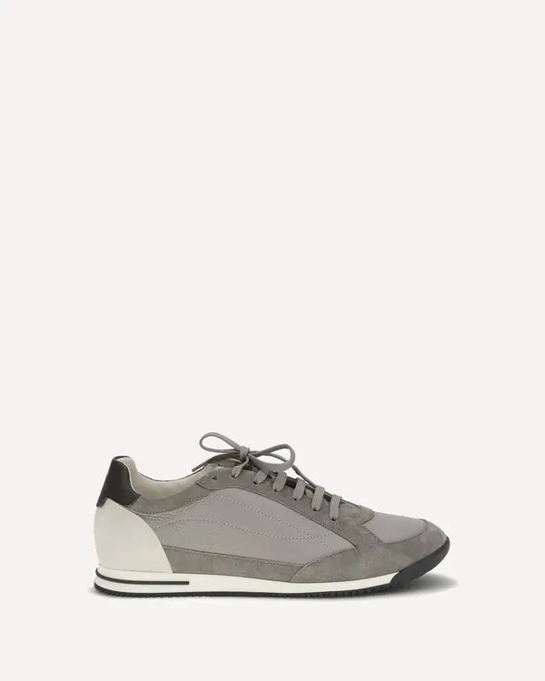 Brunello Cucinelli Deer And Suede Lace-up Sneakers - Grey