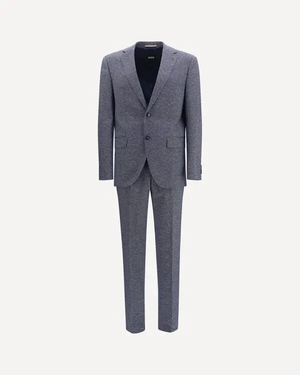 Hugo Boss Striped Viscose And Cotton Blend Suit