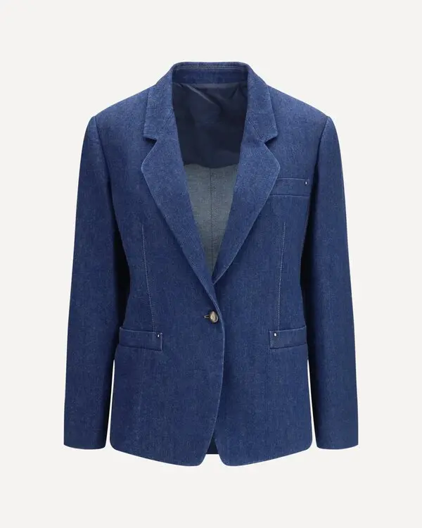 Giorgio Armani Single-breasted Denim Blazer - Blue