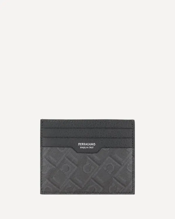 FERRAGAMO Leather Cardholder - Grey