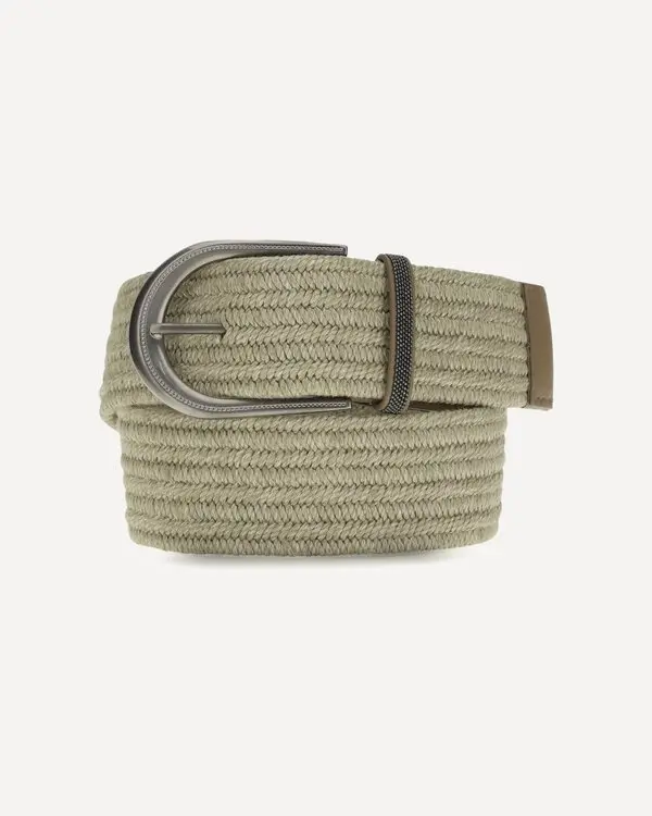 Brunello Cucinelli Braided Linen Belt With Shiny Loop Detail