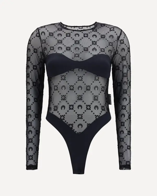 MARINE SERRE Mesh Bodysuit With Moon Motif