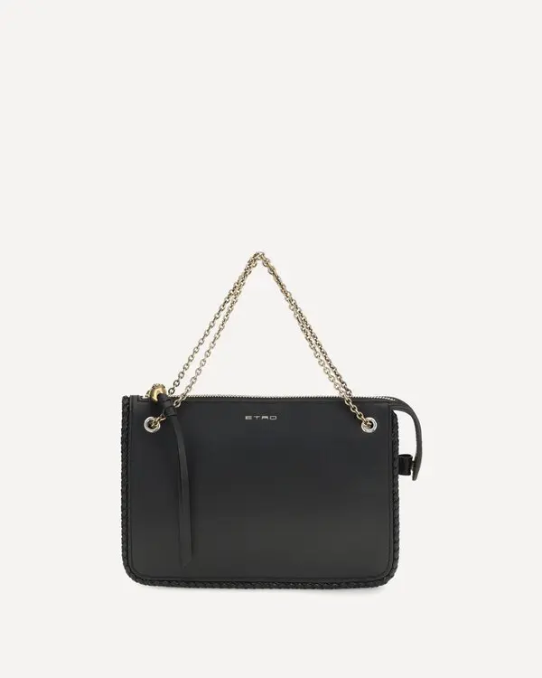 Etro Leather Crossbody Clutch With Chain Strap