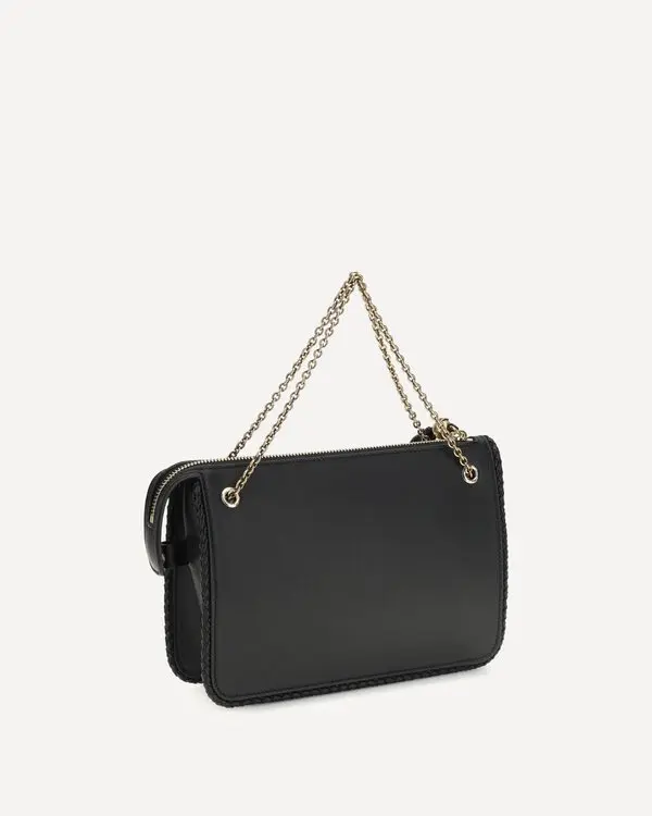 Etro Leather Crossbody Clutch With Chain Strap