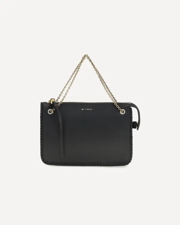 Etro Leather Crossbody Clutch With Chain Strap