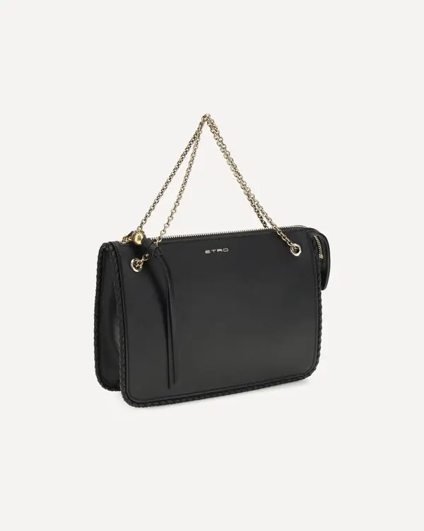 Etro Leather Crossbody Clutch With Chain Strap