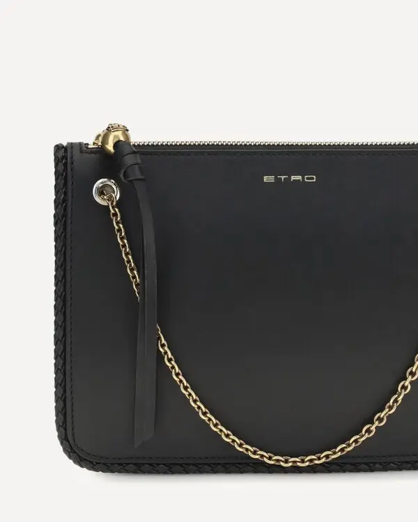 Etro Leather Crossbody Clutch With Chain Strap