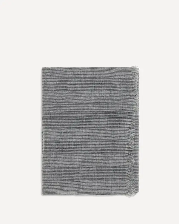 Brunello Cucinelli Linen Scarf With Lurex Details - Grey
