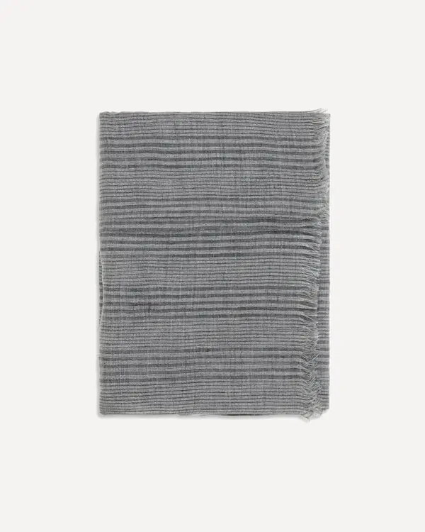 Brunello Cucinelli Linen Scarf With Lurex Details - Grey