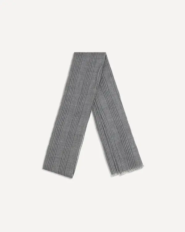 Brunello Cucinelli Linen Scarf With Lurex Details - Grey