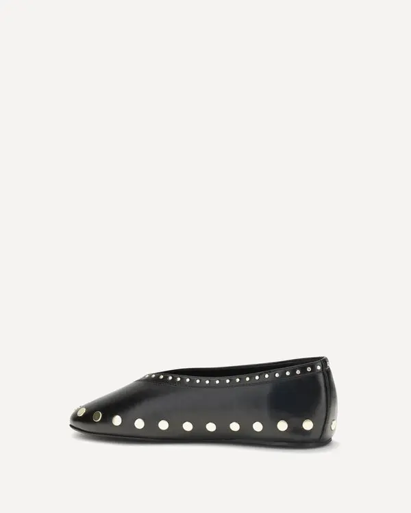 GANNI Jenny Ballerinas With Gold-tone Studs