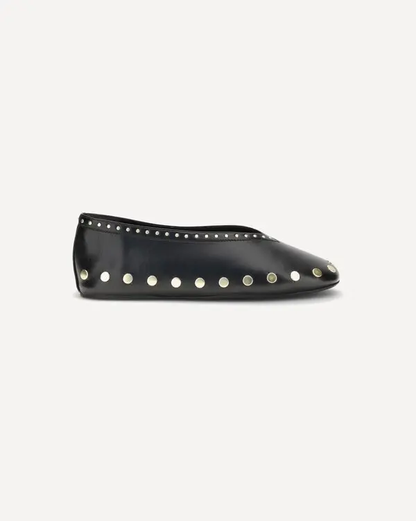 GANNI Jenny Ballerinas With Gold-tone Studs