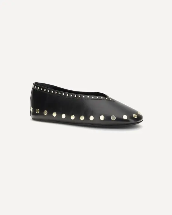 GANNI Jenny Ballerinas With Gold-tone Studs